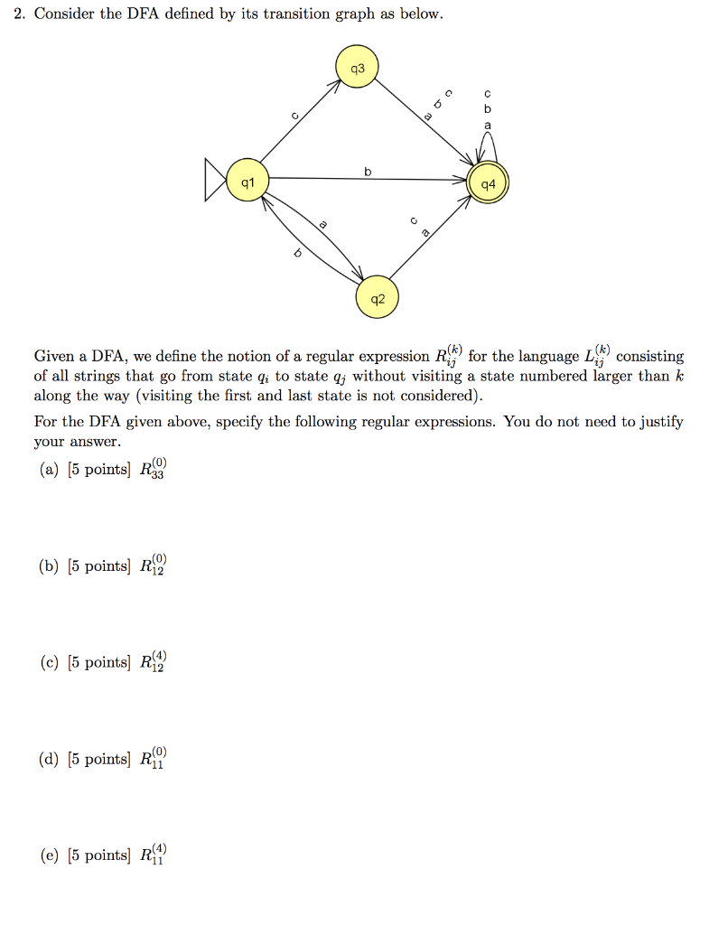 2 Consider The Dfa Defined By Its Transition Graph