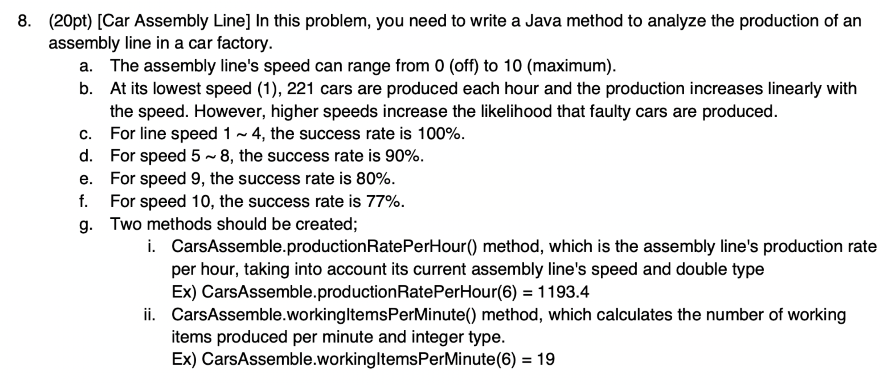 Solved (20pt) [Car Assembly Line] ﻿In this problem, you need | Chegg.com