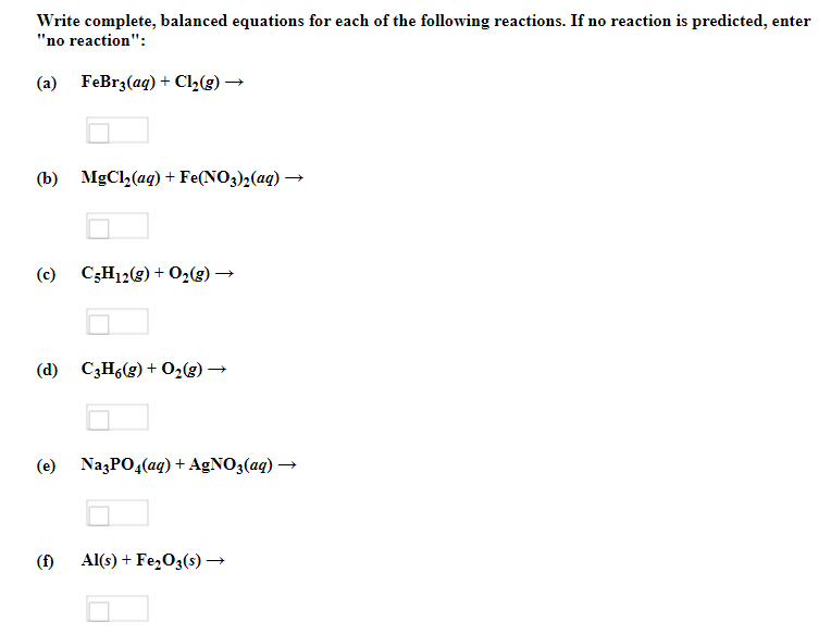 Solved Write complete, balanced equations for each of the | Chegg.com