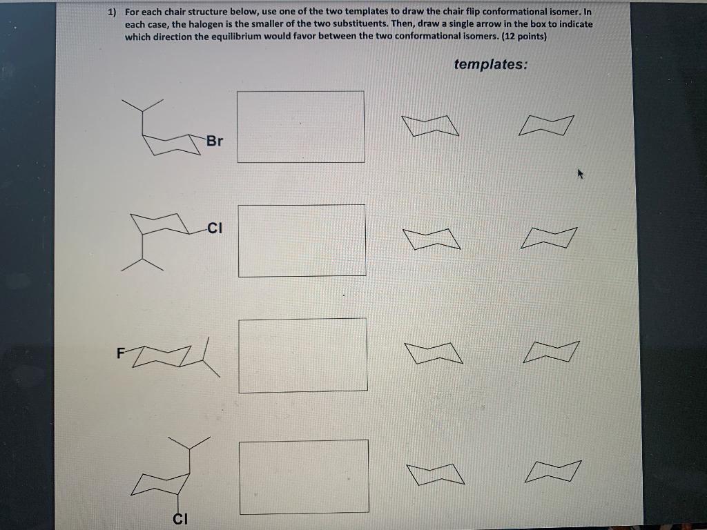 Solved 1) For each chair structure below, use one of the two | Chegg.com