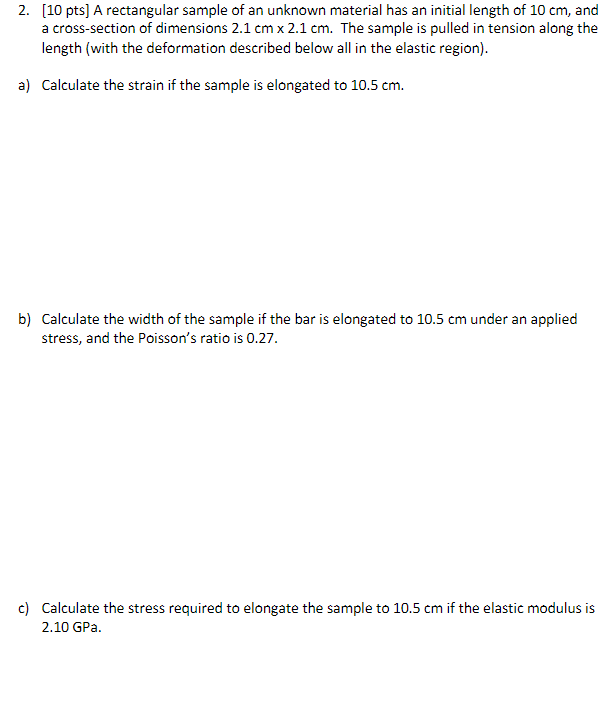 Solved 2. (10 pts) A rectangular sample of an unknown | Chegg.com