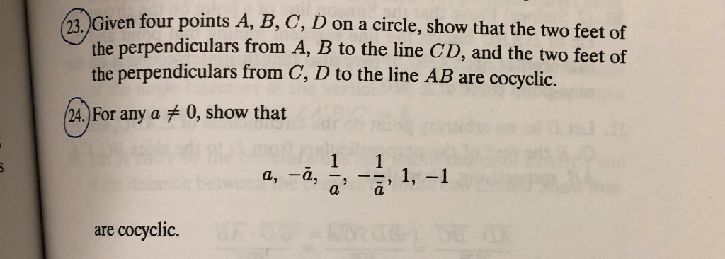 Solved Given four points A, B, C, D on a circle, show that | Chegg.com