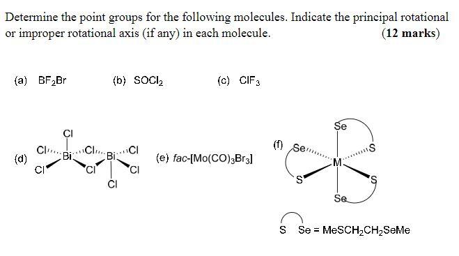 Solved Determine the point groups for the following | Chegg.com