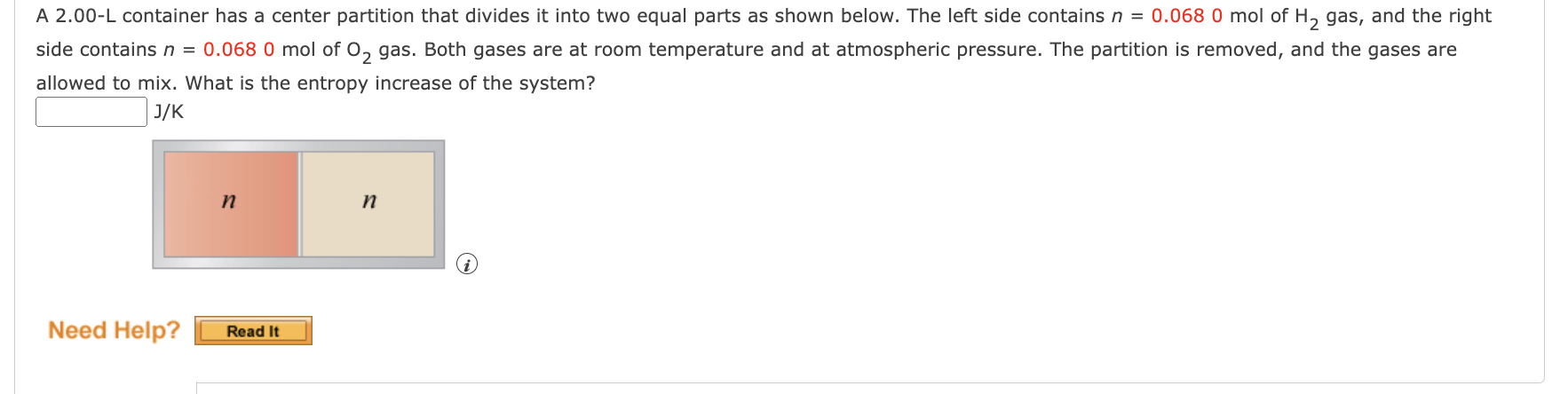 Solved A 2.00-L container has a center partition that | Chegg.com
