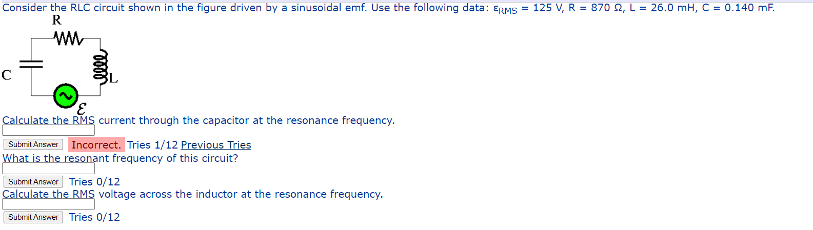Solved Consider the RLC circuit shown in the figure driven | Chegg.com