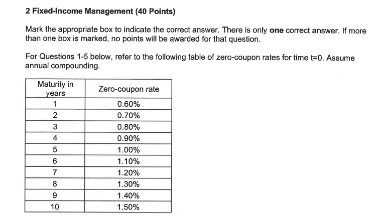 2 Fixed-Income Management (40 Points) Mark the | Chegg.com