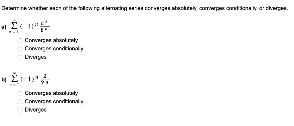 Solved Determine whether each of the following alternating | Chegg.com