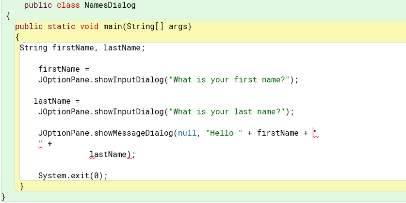 Solved public class NamesDialog { public static void | Chegg.com