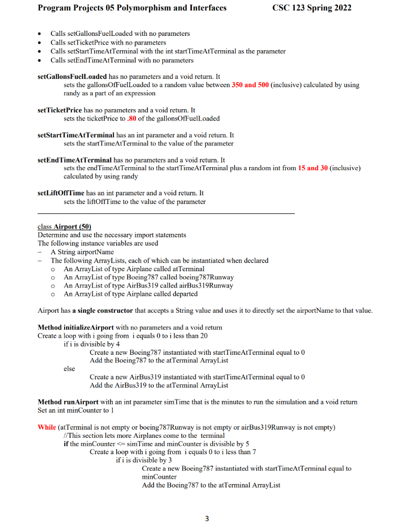 Program Projects 05 Polymorphism and Interfaces CSC | Chegg.com