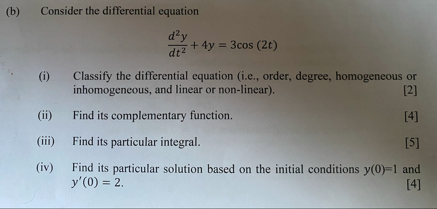 Solved (b) Consider the differential equation | Chegg.com