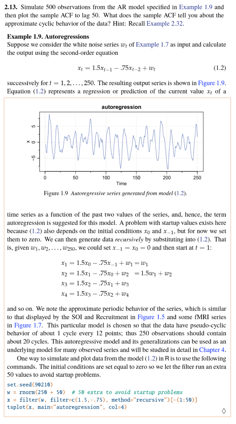 2.13. Simulate 500 observations from the AR model | Chegg.com
