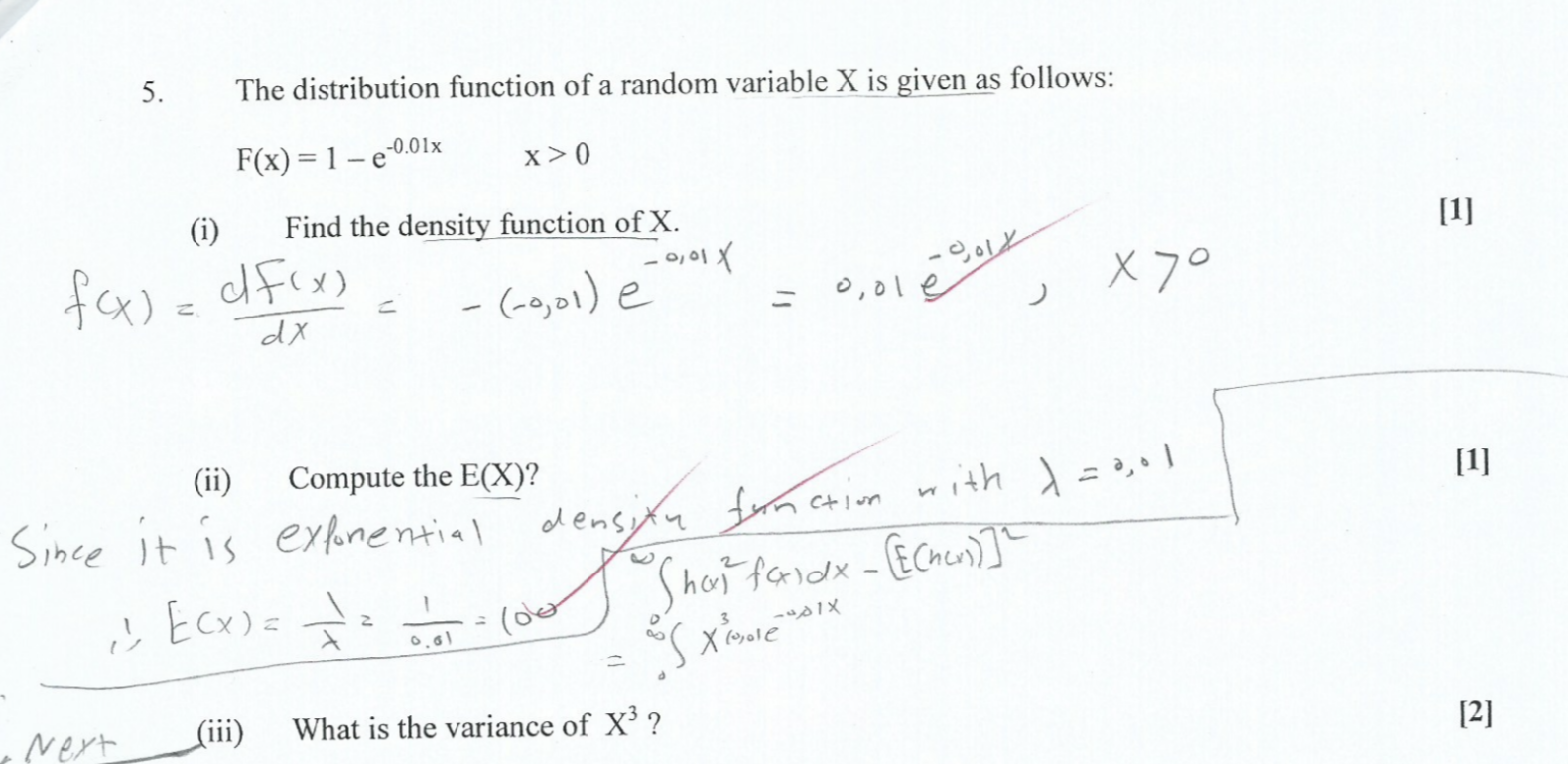 Solved 5. The distribution function of a random variable X | Chegg.com