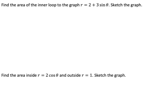 Solved Find the area of the inner loop to the graph | Chegg.com