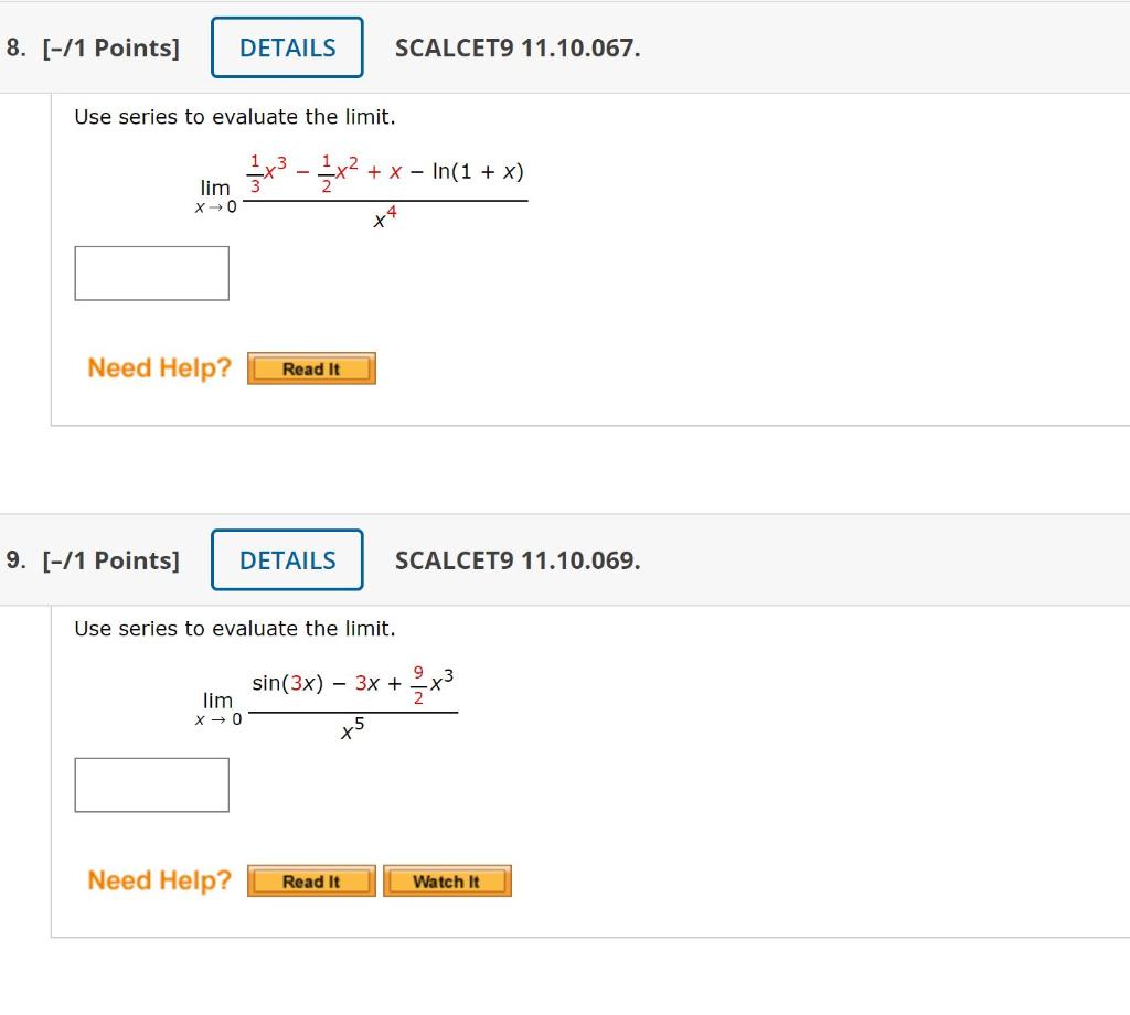 Solved 8. [-/1 Points] DETAILS SCALCET9 11.10.067. Use | Chegg.com