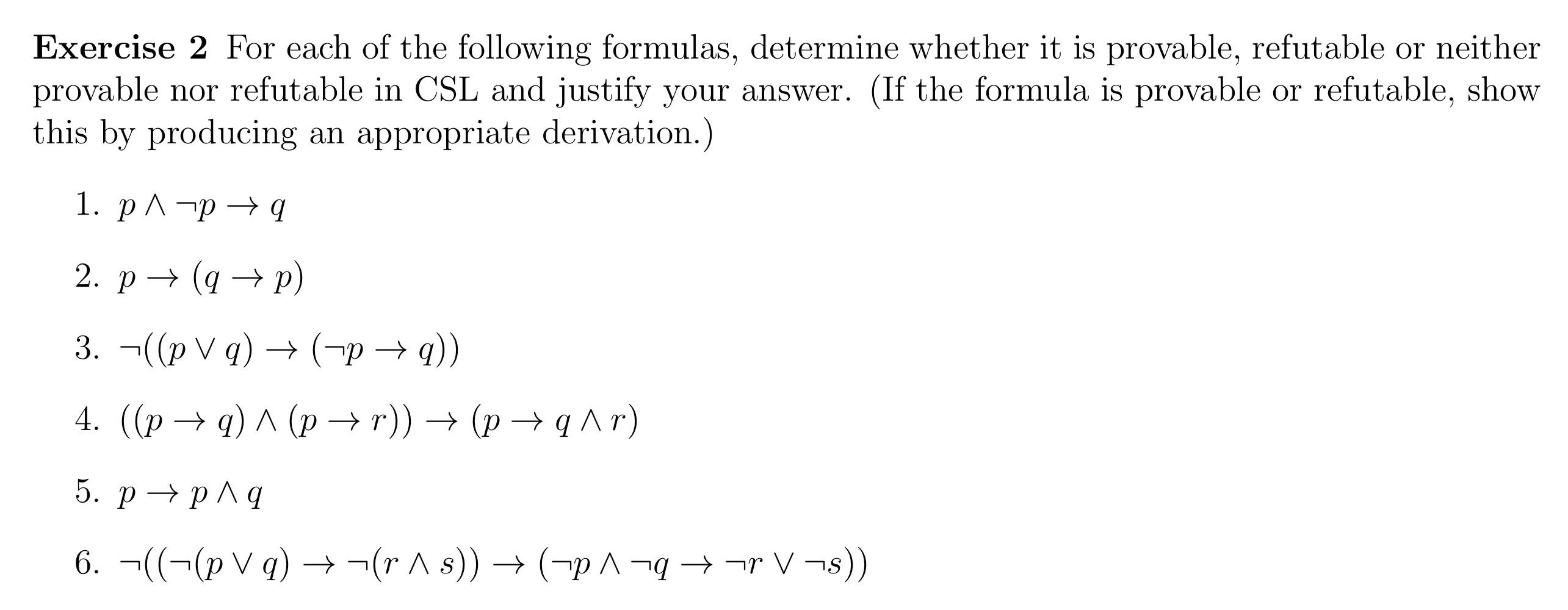 Exercise 2 For each of the following formulas, | Chegg.com