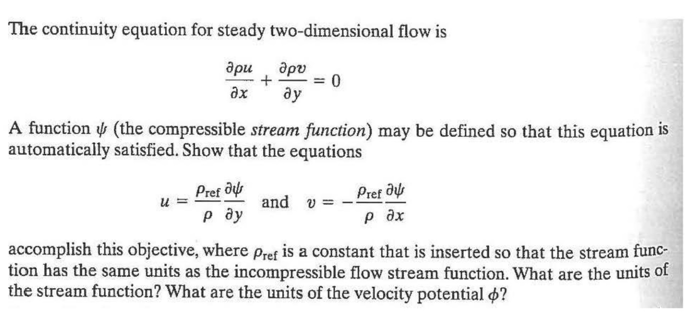 Solved The Continuity Equation For Steady Two Dimensional