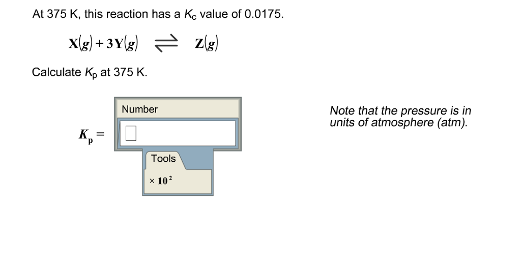 Solved At 375 K, this reaction has a Kc value of 0.0175 | Chegg.com