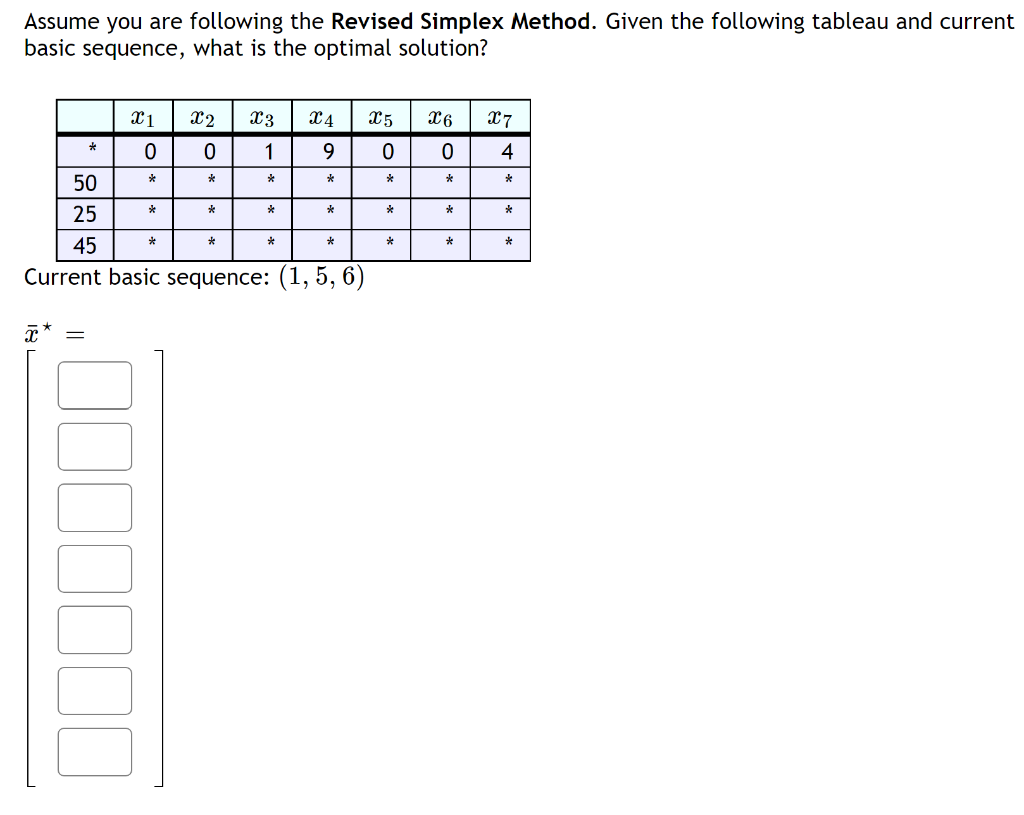 Solved Assume you are following the Revised Simplex Method. | Chegg.com