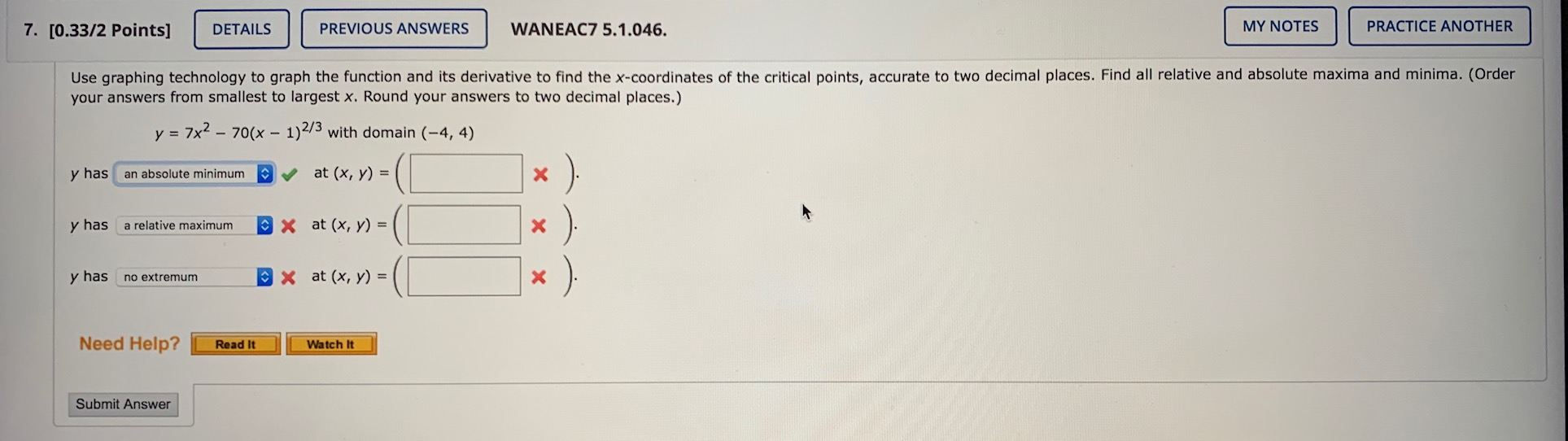 Solved 7. [0.33/2 Points] DETAILS PREVIOUS ANSWERS WANEAC7 | Chegg.com