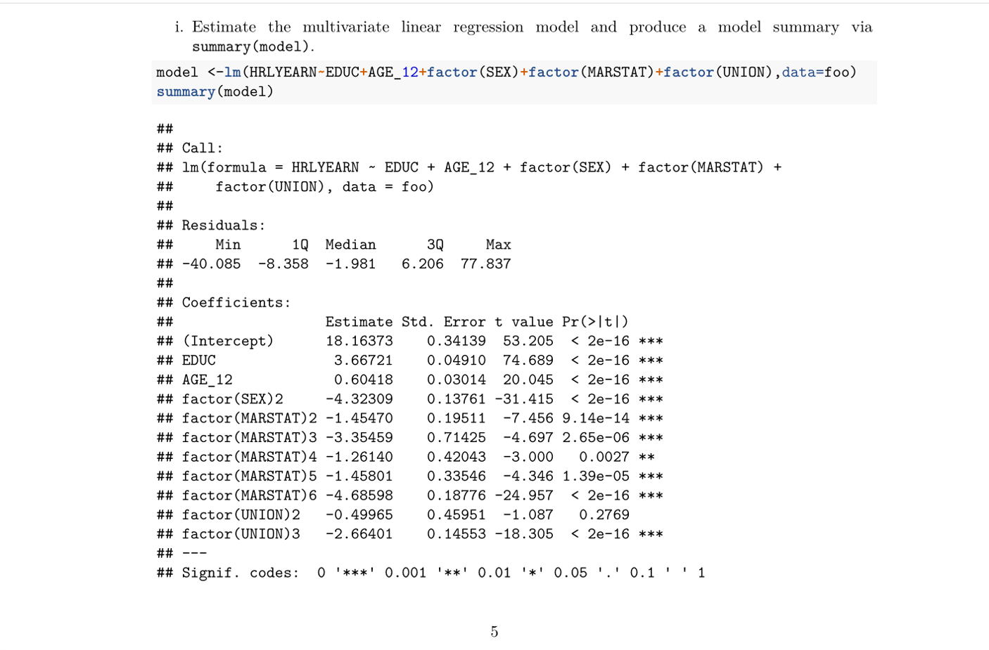 Solved i. Estimate the multivariate linear regression model | Chegg.com