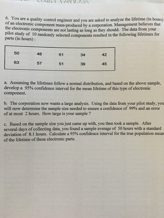 Solved You are a quality control engineer and you are asked | Chegg.com