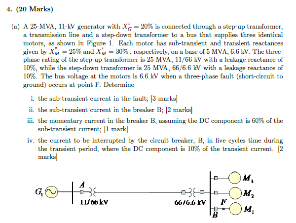 Solved 4. (20 Marks) (a) A 25-MVA, 11-kV generator with Xo = | Chegg.com