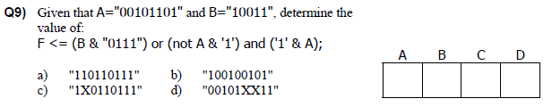Solved Q9) Given that A="00101101" and B="10011", determine | Chegg.com