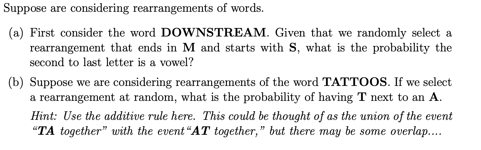Solved Suppose are considering rearrangements of words. (a) | Chegg.com