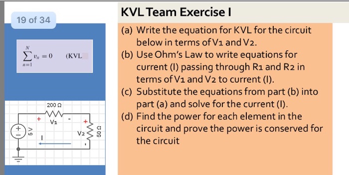 Solved KVL Team Exercise I (a) Write the equation for KVL | Chegg.com
