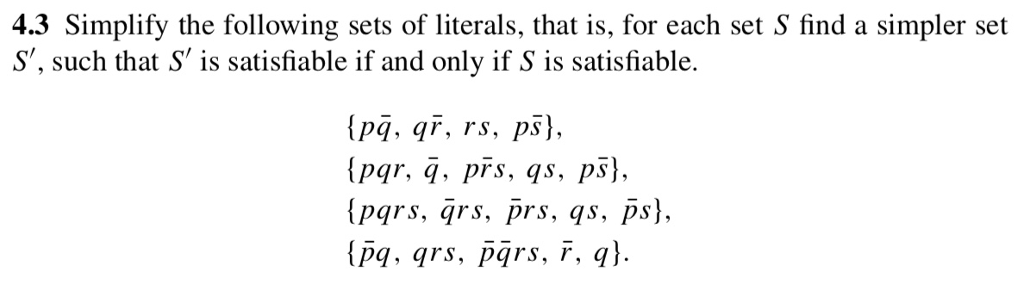 4.3 Simplify the following sets of literals, that is, | Chegg.com