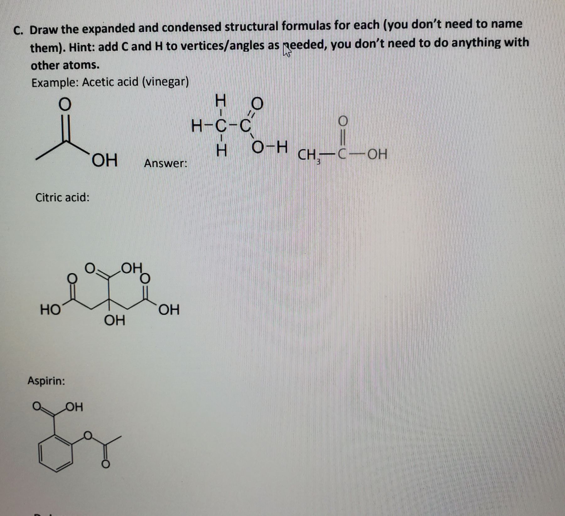 Solved C. Draw the expanded and condensed structural | Chegg.com