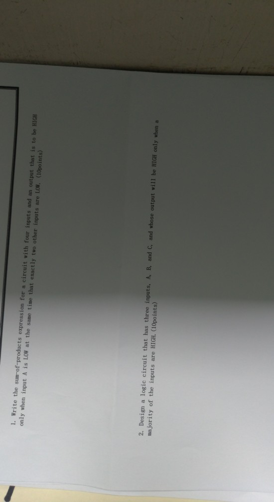Solved 1 Write The Sum Of Products Expression For A Circuit 0347