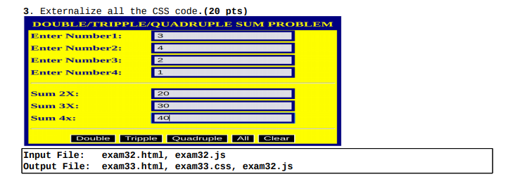 Solved 3. Externalize all the CSS code. (20 pts) | Chegg.com