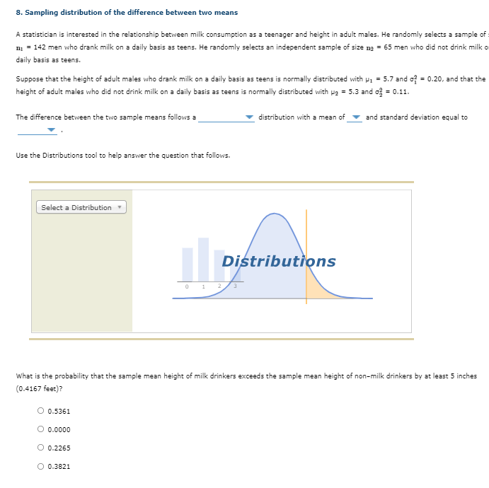 Solved 8. Sampling distribution of the difference between | Chegg.com