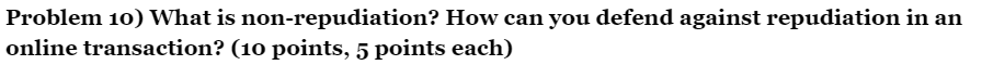 Solved Problem 10) What is non-repudiation? How can you | Chegg.com