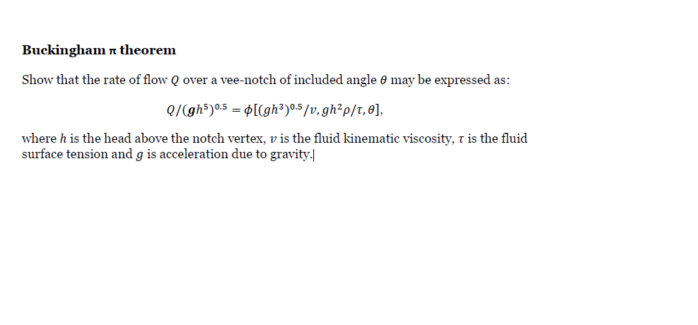 Solved Buckingham π theorem Show that the rate of flow Q | Chegg.com