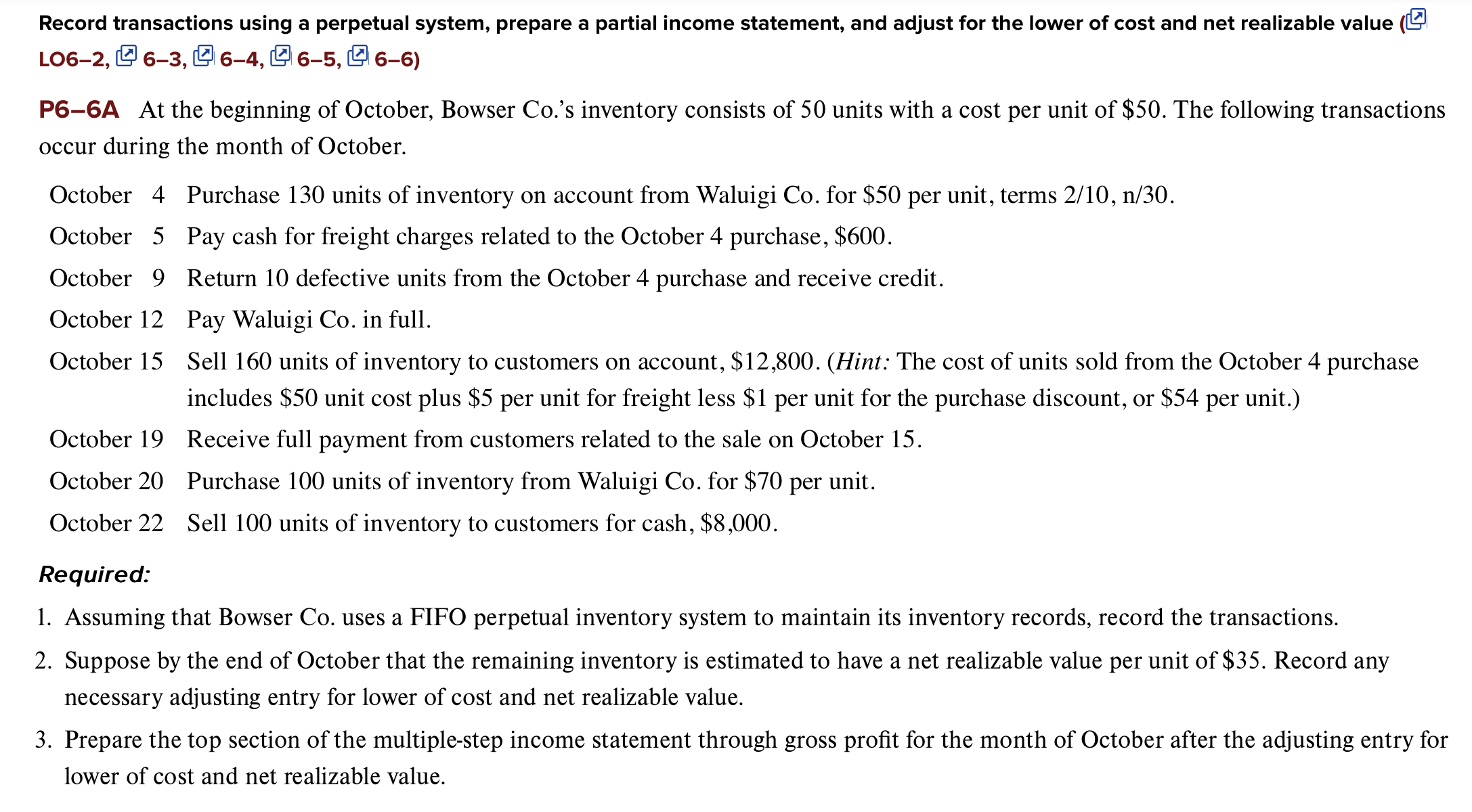 Solved Record transactions using a perpetual system, prepare | Chegg.com