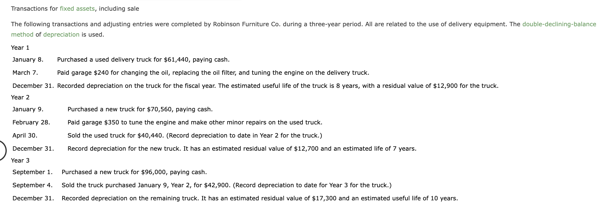 Solved Transactions for fixed assets, including sale | Chegg.com