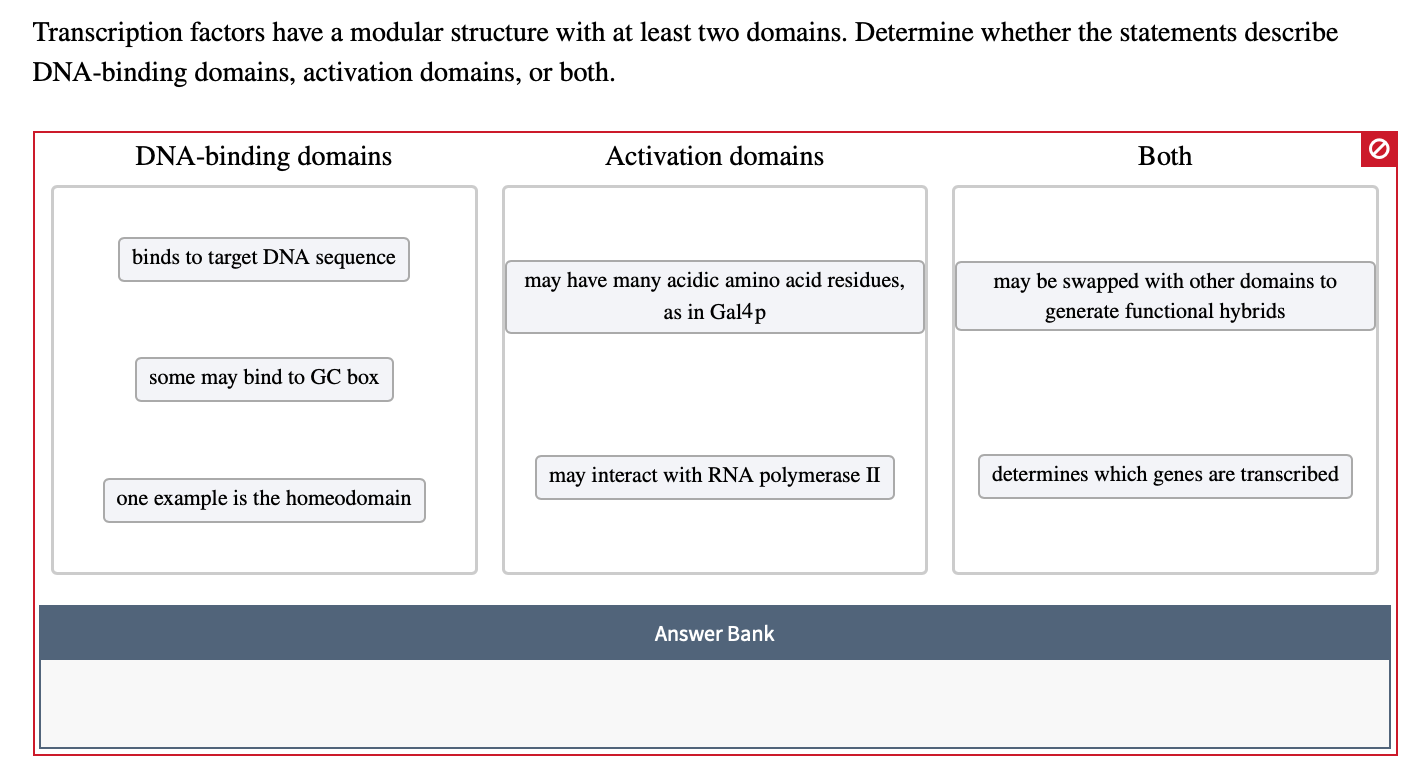 Solved Transcription factors have a modular structure with | Chegg.com