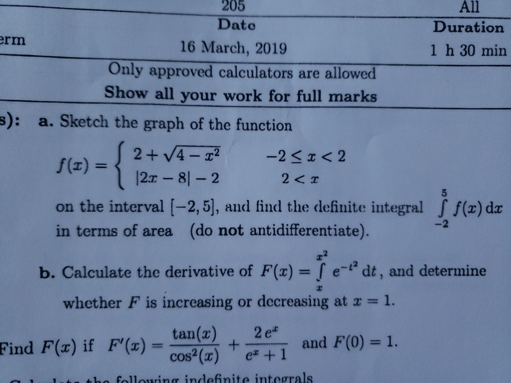 Solved erm 3): 205 All Dato Duration 16 March, 2019 1 h 30 | Chegg.com