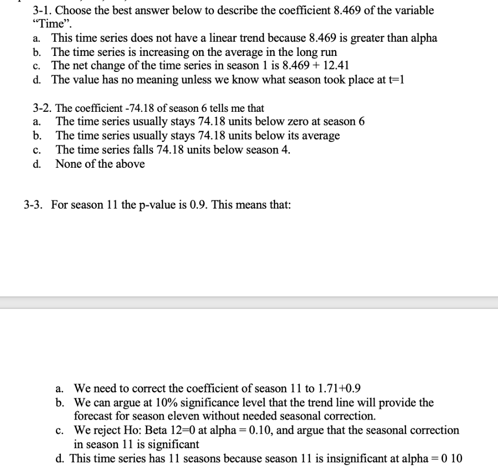 Solved Intercept Time Season 1 Season 2 Season 3 Season 4 | Chegg.com