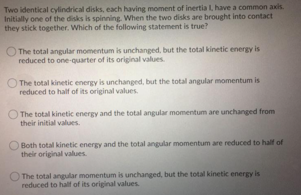 Solved Two identical cylindrical disks, each having moment | Chegg.com
