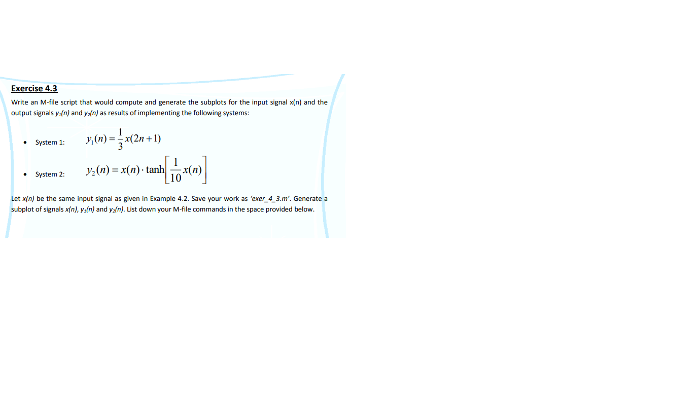 Solved Exercise 4.3 Write an M-file script that would | Chegg.com