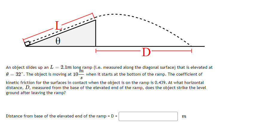 Solved An object slides up an L=2.1m ﻿long ramp (i.e. | Chegg.com