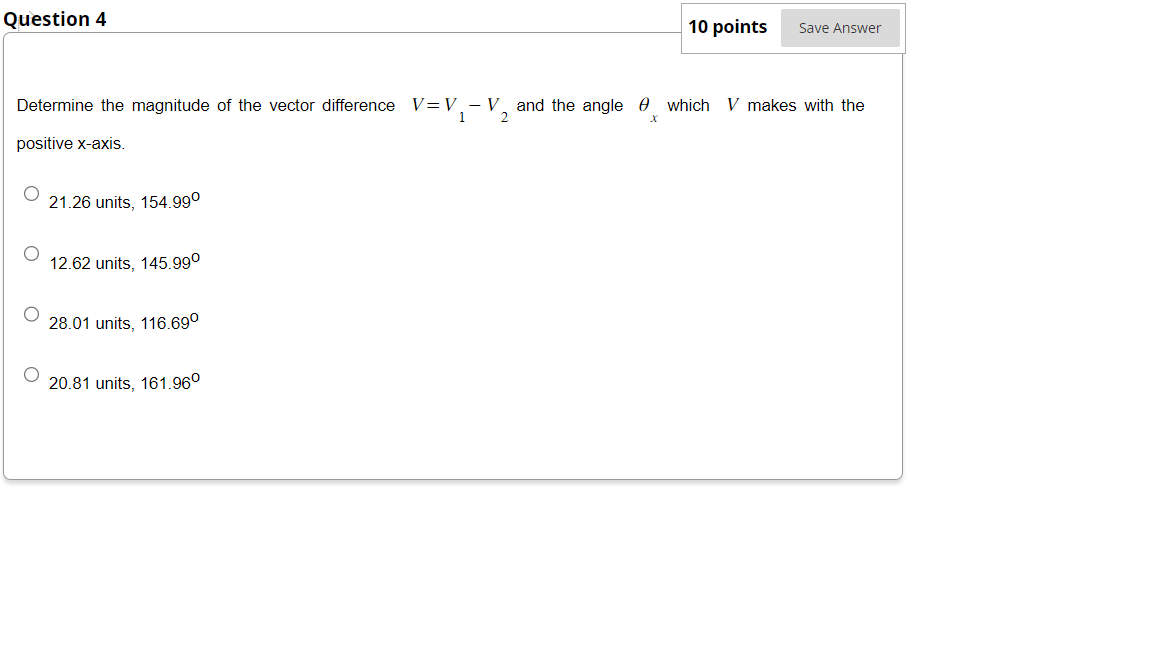 Solved Determine the magnitude of the vector difference | Chegg.com
