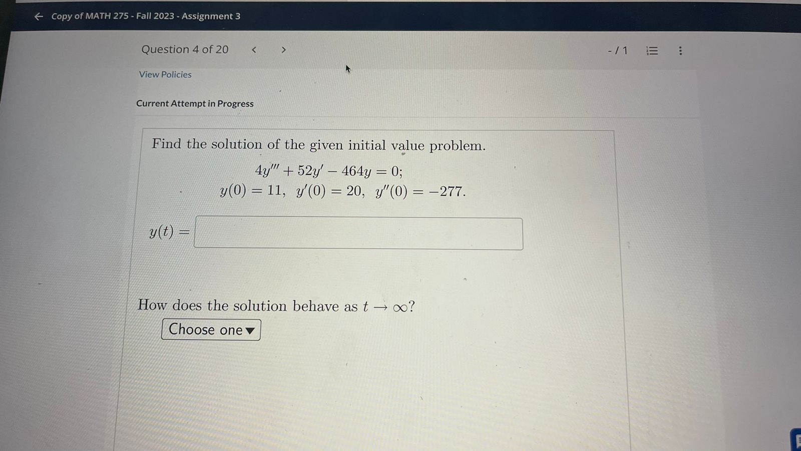 Find the solution of the given initial value problem. | Chegg.com