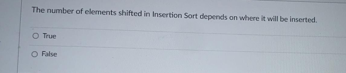Solved The number of elements shifted in Insertion Sort | Chegg.com