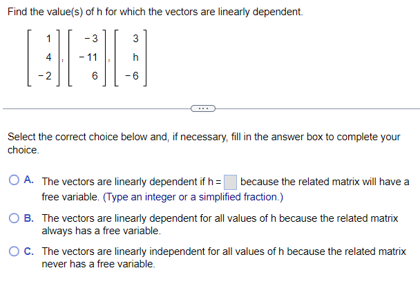 Solved Find the value(s) of h for which the vectors are | Chegg.com