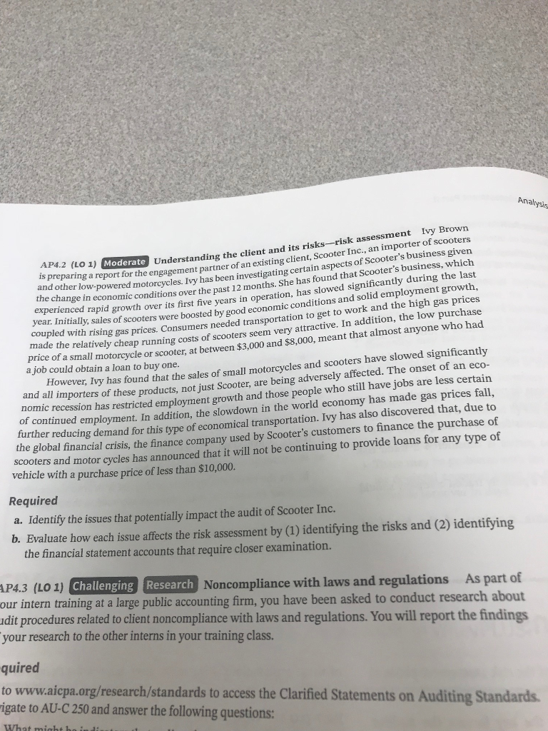 Solved Analysis AP4.2 (Lo 1) oderate Understanding the | Chegg.com