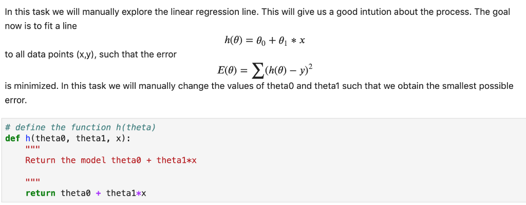 Solved In this task we will manually explore the linear | Chegg.com